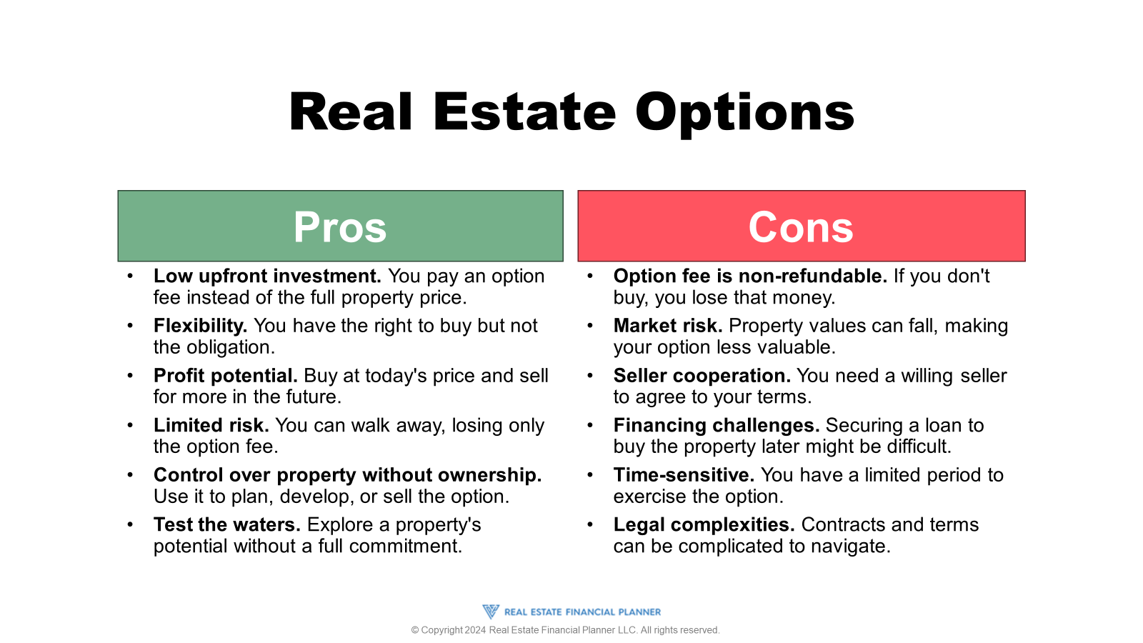 The Power of Real Estate Options - Real Estate Financial Planner™